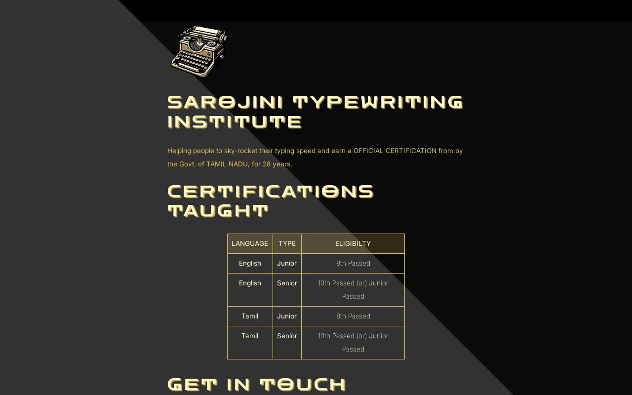 SAROJINI TYPEWRITING INSTITUTE
